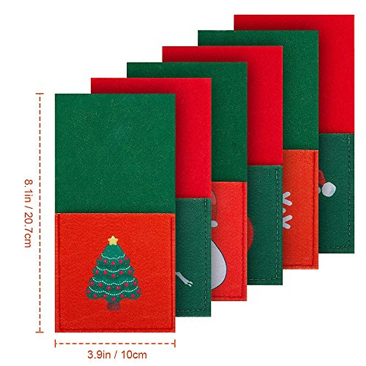 ziidoo 6Pcs Christmas Table Decorations,Christmas Silverware Holders,Cutlery Bags for Knife, Fork and Spoon in Xmas Party Dinner Table Dinnerware Decorations
