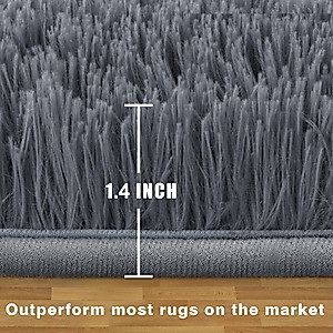 ROCYJULIN 5x7 Rug for Living Room, Area Rugs 5x7 for Bedroom, Non-Slip Carpet for Dorm Room, Fluffy Shag Rug for Playroom, Fuzzy Rug for Kids Room, Dark Grey Gray Rug