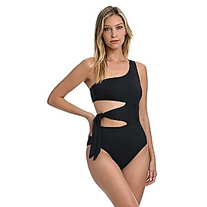La Blanca Womens Island Goddess Shoulder One Piece Swimsuit, Black, 8 US