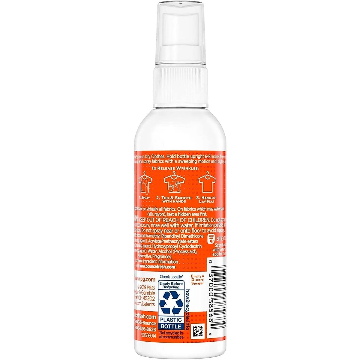 Bounce Anti Static Spray, 3 in 1 Instant Anti Static Spray & Instant Wrinkle Release, Odor Eliminator & Fabric Refresher, Travel Size (3 Oz,Pack of 3)