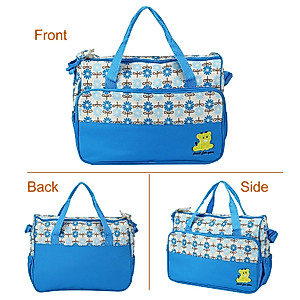 5PCS Diaper Bag Tote Set - Baby Bags for Mom (Blue)