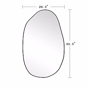 RACHMADES 33.5×20.5 inches Irregular Wall , Asymmetrical , Large Vanity Mirror for Wall Decoration, Modern Wood Framed for Living Room Bedroom Bathroom Entryway Mirror