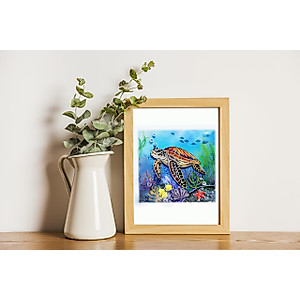 TUMYBee Sea Turtles Under The Sea Animal Greeting Card, Artful Painting Quilling Card for Get Well, Birthday, Thank You, Thinking Of You, Mothers Day, Father, Pet (Turtle)