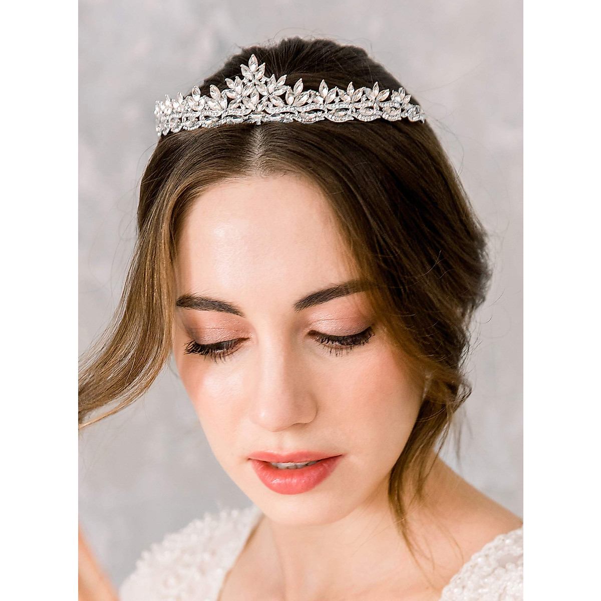 SWEETV Rhineshtone Wedding Tiara for Bride & Flower Girls - Princess Tiara Headband Bridal Crown, Bridal Hair Accessories for Women, Silver+Clear