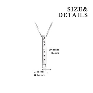 AXELUNA 925 Sterling Silver She Believed She Could So She Did Bar Necklace Jewelry Inspirational Gifts for Women