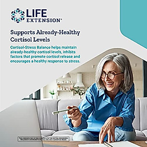 Life Extension Cortisol-Stress Balance - Plant Extracts with Green Tea Extract to Support Already-Healthy Levels of Stress Hormone Cortisol - Non-GMO, Gluten-Free – 30 Vegetarian Capsules