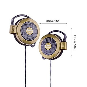 pologmase Clip On Earphones Wired - 3.5mm Ear Hook Stereo Earbuds,MP4 and Ear Buds with Ear Hook for Exercise Jogging Hiking Climbing Camping