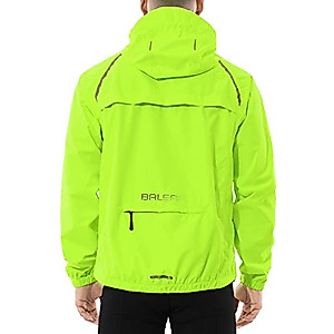 BALEAF Mens Cycling Rain Jacket Windbreaker Waterproof Running Gear Golf Mountain Biking Hood Lightweight Reflective Yellow 2XL