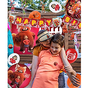 199Pcs Party Supplies, Red Party Decorations Red Party Favors Decorations Gift Set Cartoon Movie Decoration with Backdrop Cloth Flatwares Banner Balloon(Serves 10)