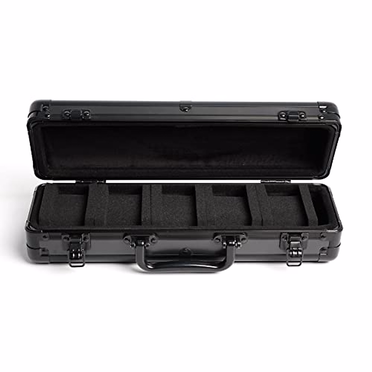 RIGICASE Aluminum 5 slots Hard men's watch box case, Luxury watch display storage organizer box with soft foam pillows snug fit all size watches up to 60mm face