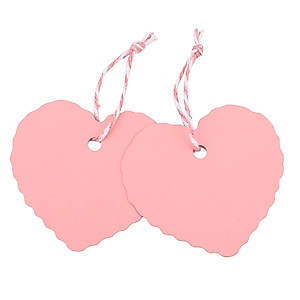 jijAcraft Pink Gift Tags 100Pcs, 2.2" x 2.4" Heart Paper Tags with String, Blank Hanging Tags for Craft Gift Package Wrapping, Party Favor on Christmas, Mothers Day, Wedding Party, Baby Shower