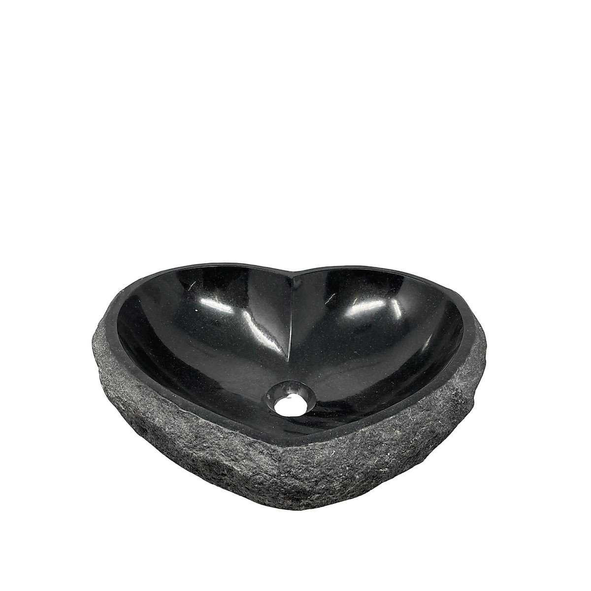 Wash Basin, White Bathroom Natural Stone Heart Shape Sink Bath Wash Bowl, Vanity Sink Bathroom Basin Small Bathroom Sink, Countertop Wash Basin Wash Sink (Indian Black)