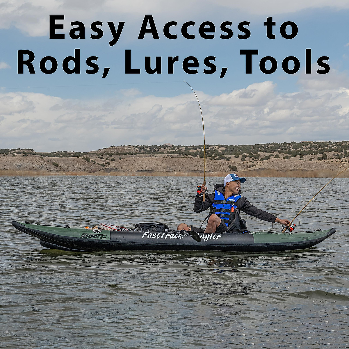 385FTA Fasttrack Angler 1–2-Person Inflatable Green Fishing Kayak-Rigid Keel, Drop Stitch Floor w/Seat(s), Paddle(s), Pump & Bag (385FTA Fasttrack Angler Pro Angler Kayak)