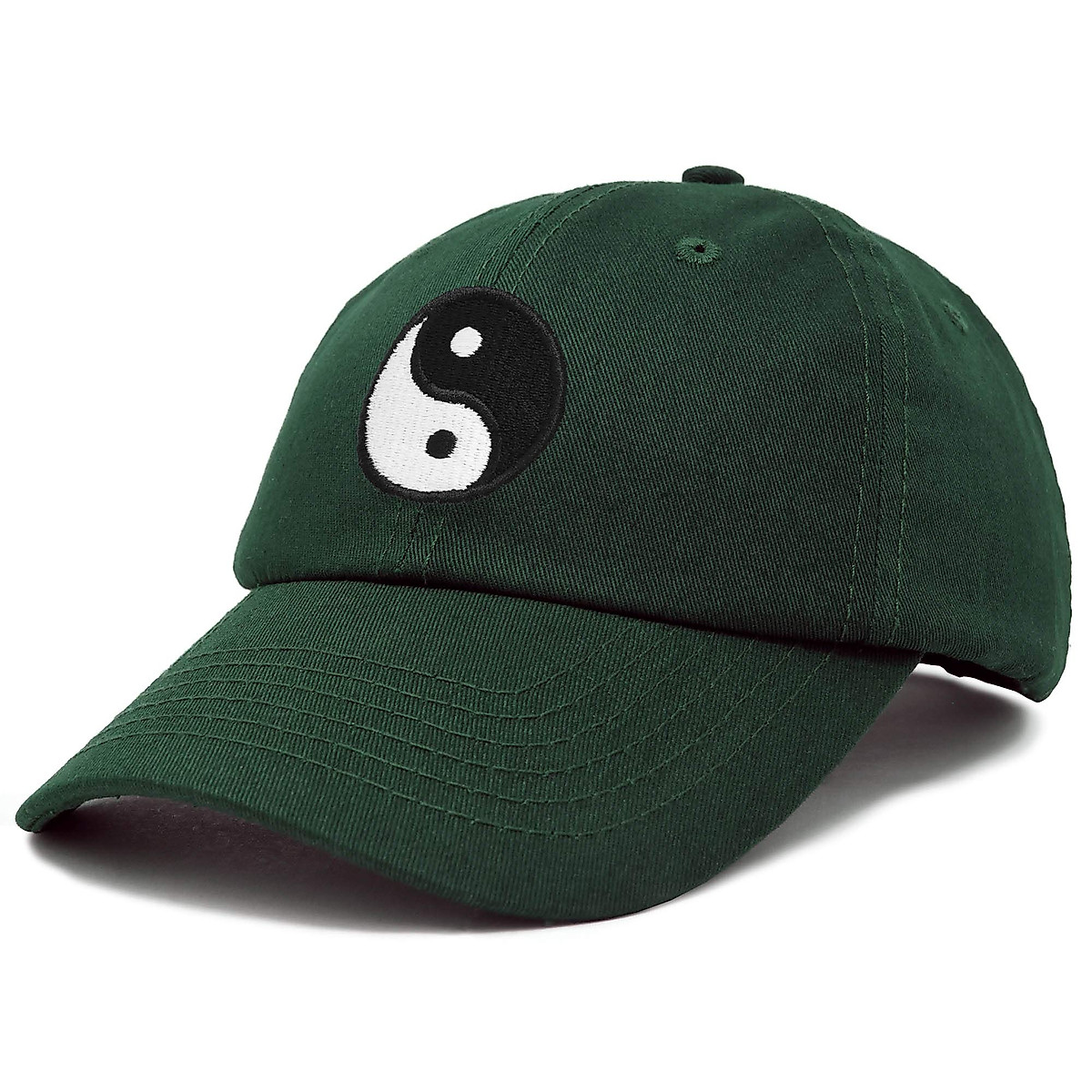 DALIX Ying Yang Dad Hat Baseball Cap Zen Peace Balance Philosophy in Dark Green