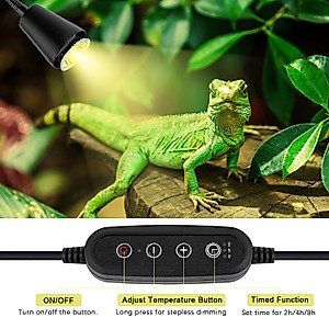 ZJNBMTFY Reptile Heat Lamp, UVAB Reptile Light with Clamp,360° Rotatable Turtle Heating Lamp, Turtle Light for Reptile Bearded Dragon Reptiles Turtle Lizard Snake Heat Lamp, 2 Basking Bulbs Included…
