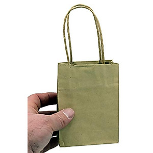 Creative Hobbies Small Kraft Paper Gift Handle Bags - Weddings, Favors, Goody Bags - Wholesale Pack of 25 Bags