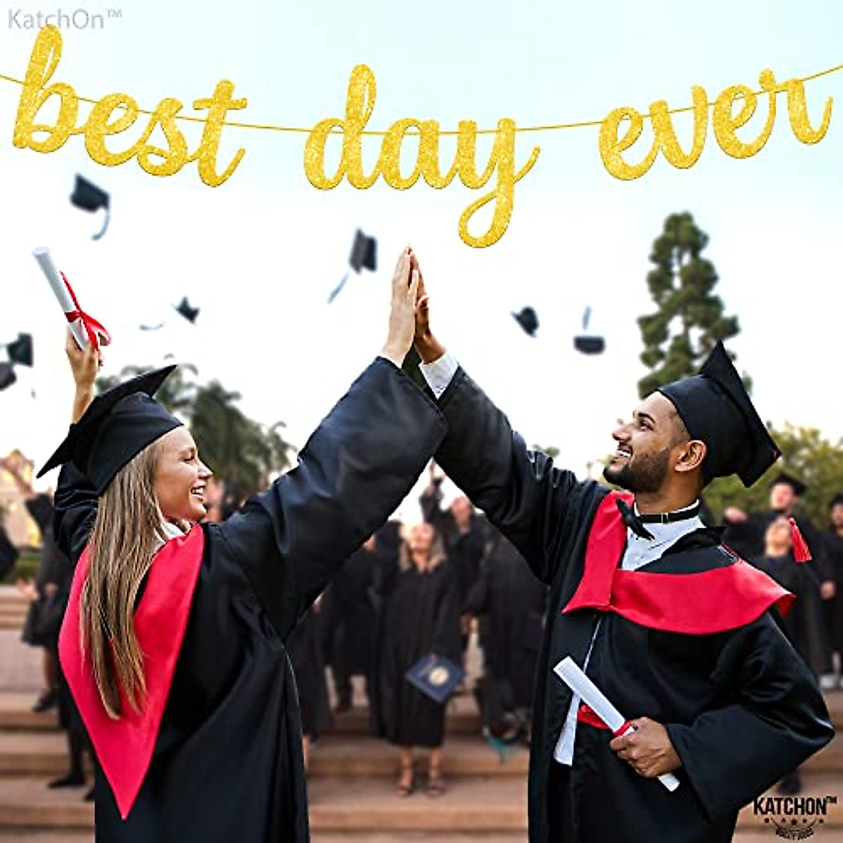 KatchOn, Gold Best Day Ever Banner - 10 Feet, No DIY | Gold Glitter Best Day Ever Sign, Graduation Decorations | Best Day Ever Decorations, Wedding Day Decorations, Graduation Party Decorations 2023
