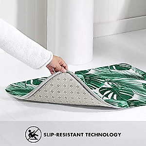 Bathroom Rugs Tropical Palm Leaves,Bath Mat Set Soft Anti-Slip Shower Bathroom Toilet Cover Rugs