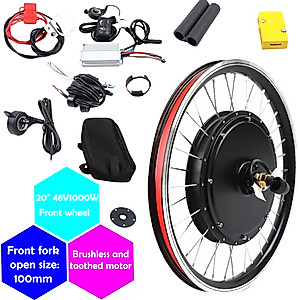 Electric Bike Conversion Kit,20" Front/Rear Wheel E-Bike Powerful Hub Motor Kit with SW-810LED Display Waterproof Wire Front/Rear Wheel Hub Assembly Motor Kit (20" 48V 1000W Front Wheel)