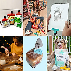 Aranray 11 Pack Chip Clips Bag Clips Food Bag Clips for Food Packages Chips Storage Bags Heavy Duty Snack Kitchen Potato (3 Large, 6 Small & 2 Round, Bright Style)