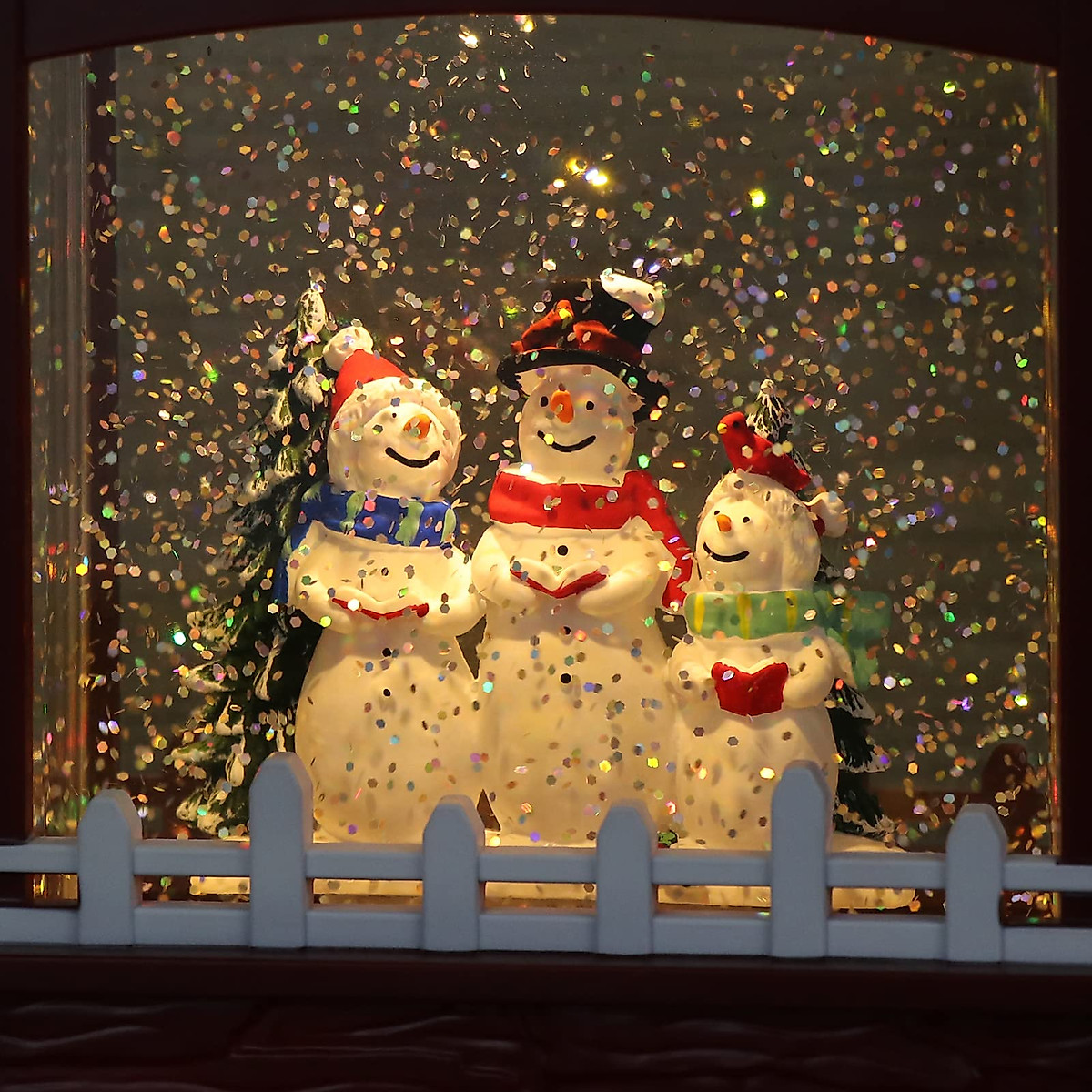 DRomance Christmas Music Snow Globe Lantern with 6 Hour Timer, USB Powered Battery Operated Lighted Water Singing Snow Globe Holiday Women Children Gift(Snowman, 5 x 3.1 x 11.1 Inches)