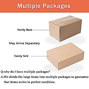 30 Inch Floating Bathroom Vanity with White Ceramic Sink, Wall Mount Small Bathroom Vanity Combo Set with Sink Basin, Modern Wood Bath Vanity Cabinet with 2 Doors for Small Space