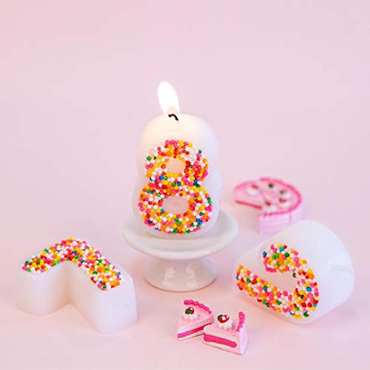 Sweety Colorful Candy Number Cake Topper Candle for Brithday Party Baby Shower and Wedding Party Supplies Favor (Three)
