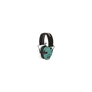 Walkers Razor Slim Electronic Shooting Range Earmuffs (Teal) Bundle with Glasses Kit (2 Items)