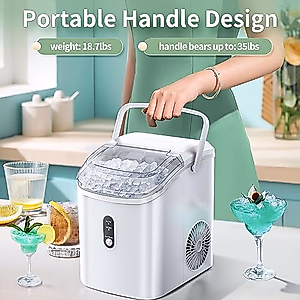 ZAFRO Nugget Ice Maker Countertop, Pebble Ice Maker Machine with Self-Cleaning, 35Lbs/24H, Pellet Ice Maker with Ice Basket/Ice Scoop/Ice Bag for Home/Office/Bar/Party, White