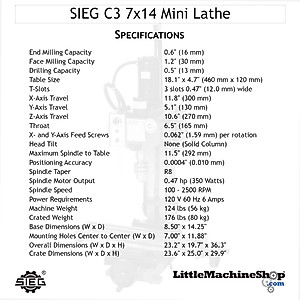 SIEG Mini Mill X2D - 350 Watt Variable Speed include R8 Spindle Taper, LittleMachineShop.com