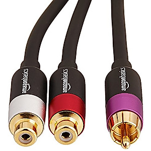 Amazon Basics 1-Male to 2-Female RCA Y-Adapter Splitter Cable - 12-Inches