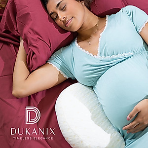 Dukanix Pregnancy Pillows for Sleeping, Pregnancy Body Pillow, Support for Belly, Back, Hip and Leg, Maternity Pillow with Adjustable Cooler Cover, Pregnancy Wedge Pillows Ideal for Pregnancy Travel,
