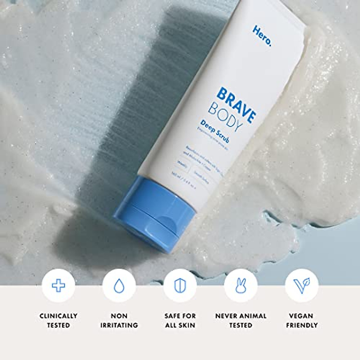 Brave Body Deep Scrub from Hero Cosmetics - Weekly Smoothing Body Scrub Visibly Renews and Smooths for Glowing Skin with Dissolving Sugar - Not Harsh or Abrasive (160ml, 3.4 Fl. Oz.)