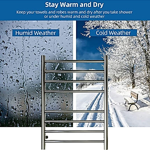 Bathroom Towel Warmer Electric Heated Towel Rack, Towel Warmer Drying Rack, Electric 304 Stainless Steel Heated Towel Rack with Shelf, Wall-Mounted Electric Heated Towel Rail, Bathroom Accessories,Sil