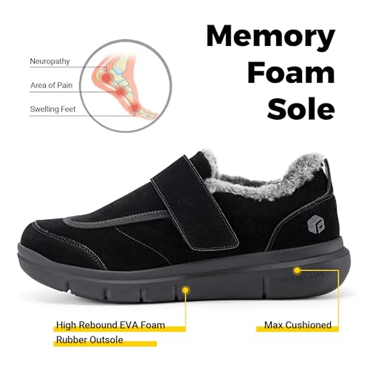 FitVille Wide Width Mens Slippers Non Slip Plush House Shoes with Adjustable Strap Indoor & Outdoor Winter Slippers with Arch Support for Foot Pain Relief