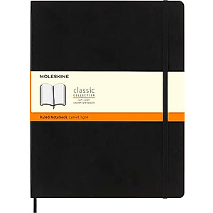 Moleskine Classic Notebook, Soft Cover, XXL (8.5" x 11") Ruled/Lined, Black, 192 Pages