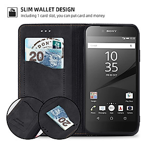 AKABEILA for Sony Xperia 1 III 5G Case Luxury PU Leather Flip Wallet Shell Card Holder Magnetic Closure Kickstand Shockproof Bumper Protective Women Men Mobile Phone Cover 6.5" Black