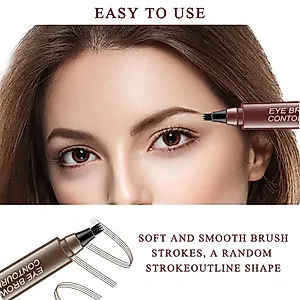 Upgrade Tattoo Eyebrow Pen, Waterproof Microblading Brow Pencil, 24 Hours Long Lasting, Smudge-proof, Natural Looking (2# Dark Brown)