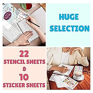 Easy to Use Stencil Set for Dotted Journals - Time Saving Planner Accessories/Supplies Kit Makes Creating Layouts Easy - Incl. Bullet Point Checklists, Daily/Weekly/Monthly Calendars