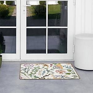 ETYZE Boho Welcome Mat Front Door Mat, Vintage Floral Kitchen Mat, Rustic Rubber Backing Entrance Seasonal Outdoor Indoor Doormat, 30x17 Inch