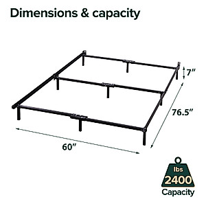 ZINUS Compack Metal Bed Frame / 7 Inch Support for Box Spring and Mattress Set, Black, Queen