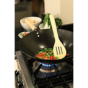 Dexam 12108411 Non Stick Carbon Steel Wok With Wood Handle 27cm/10.5 -inch, Black (Non-stick Coating)