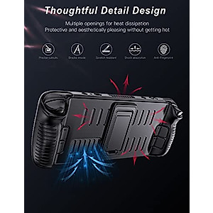 Benazcap Silicone Case for Steam Deck, Soft Full Body Protective Case with Stand, Shockproof, Non-Slip and Anti-Collision Accessories, Compatible with Valve Steam Deck Console, Black