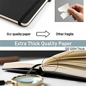 KaiRuiYing Journal Notebook with Pen Holder, A5 Hardcover Notebooks for Work, College Ruled Notebook for School, Lined Journal for Writing, 100Gsm Premium Thick Paper with Inner Pocket, Medium 5.7"x8.4" (1Pack, Black)