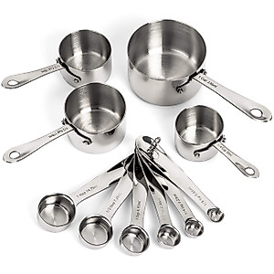 Stainless Steel Measuring Cups And Spoons Set - Heavy Duty, Metal Kitchen Measuring Set For Cooking And Baking Food For Dry Ingredients - Stackable Nesting Measuring Cups - Gordo Boss Measuring Spoons