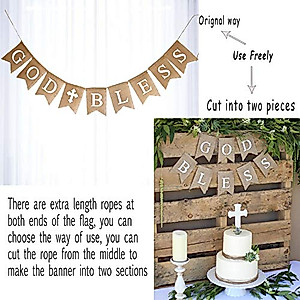 CHRORINE God Bless Banner First Communion Banner Kit, Baptism Decorations for Boys Girls, First Communion Confirmation Decorations, Bautizo Decorations