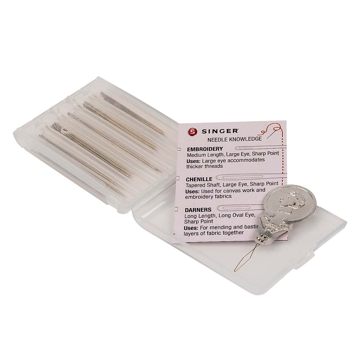 SINGER 07370 Hand Sewing Needles in Compact with Needle Threader, Assorted Sizes, 30-Count