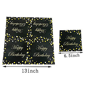 32pcs Gold Happy Birthday Napkins Cocktail Paper Happy Birthday Birthday Disposable Paper Napkins 6.5x6.5 Inches Folded