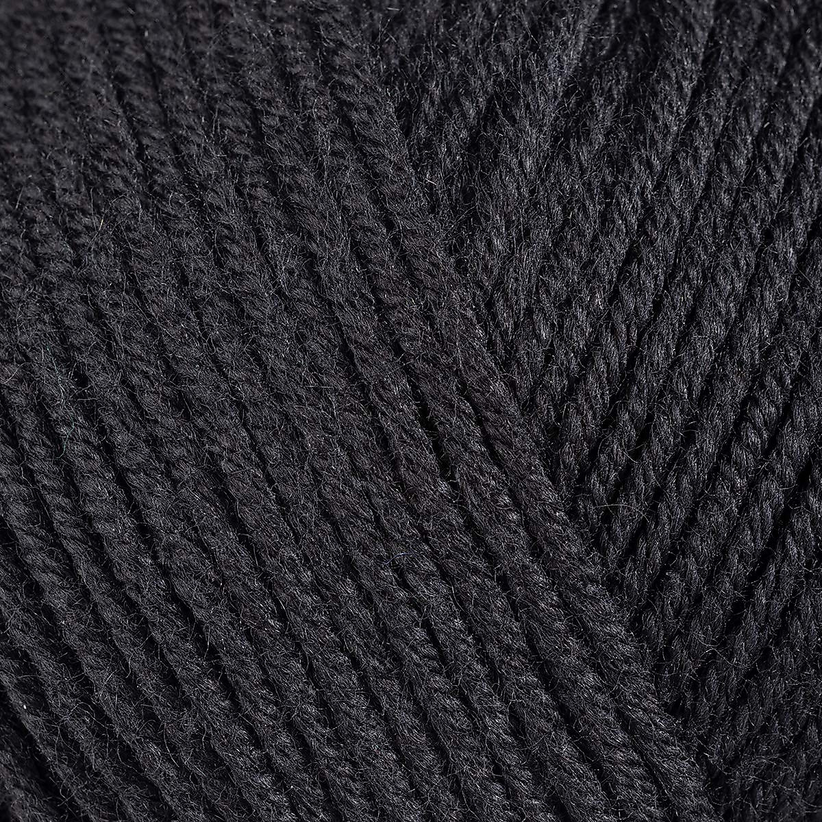 Estako Happy Cotton, 60% Cotton 40% Acrylic Yarn, Soft, Fine/Sport (2) for Crochet and Knitting 1.76 Oz (50g) / 180 Yrds (165m) (4810 - Black)
