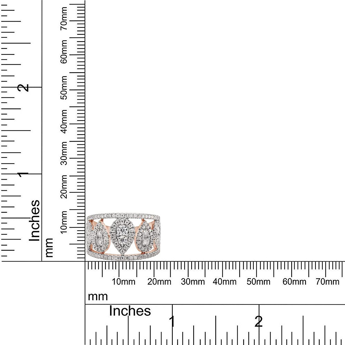 SAVEARTH DIAMONDS 1 Carat (Cttw) Round Cut Lab Created Moissanite Diamond Double Row Teardrop Wedding Band Ring Jewelry For Women In 14k Rose Gold Over Sterling Silver 1 1/2 Cttw-8